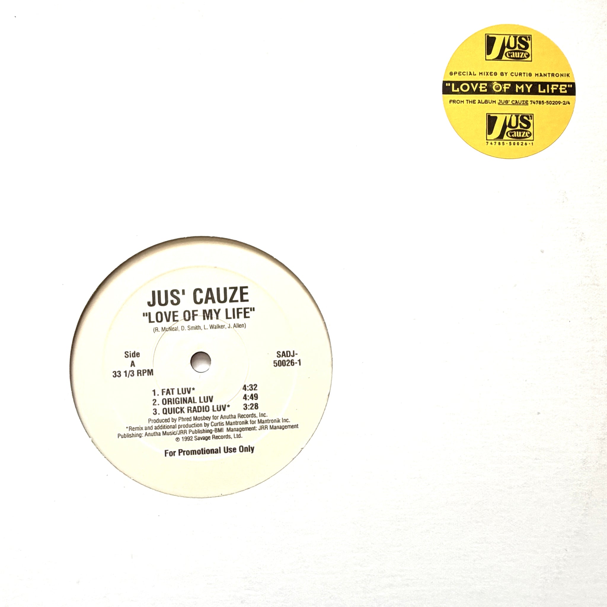 JUS CAUZE "Love Of My Life" PROMO 1992 RNB SOUL NEW JACK SWING FUNK 12 ...